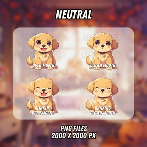 Pngtuber Chibi Golden Retriever Dog | Kawaii | Ready for Twitch | Vtuber Avatar Streaming ...