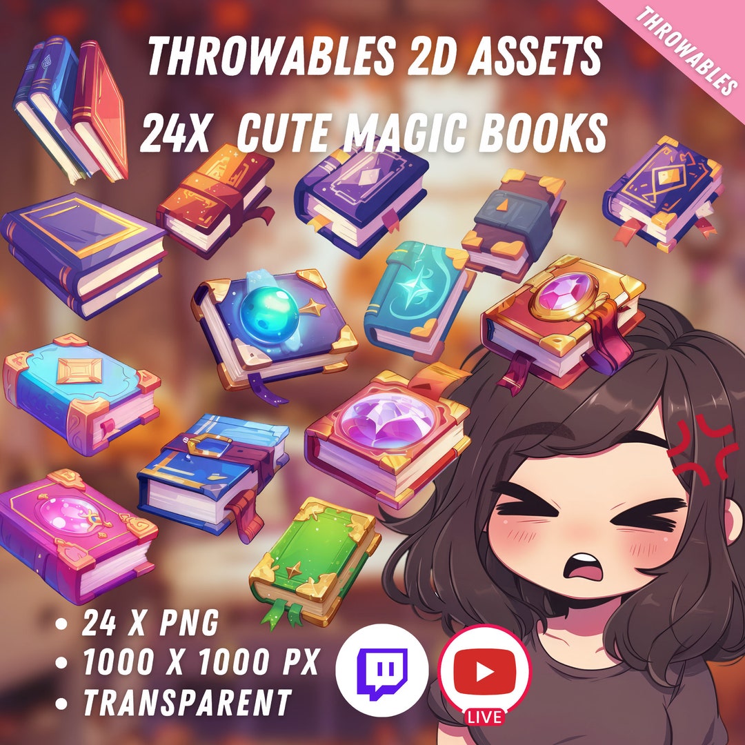 Bundle of Throwable Cute Magical Books 24x | Transparent | Kawaii | 2D ...