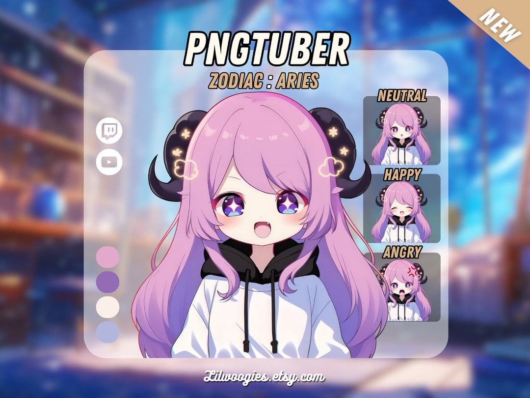 Cute Zodiac Aries Girl Pngtuber | Kawaii | Ready for Twitch ...
