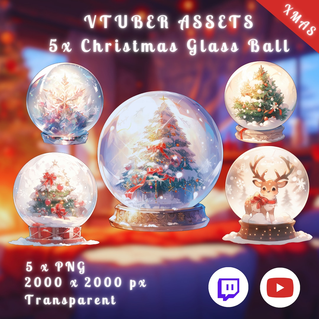5x Vtuber Christmas Glass Balls | Transparent | Xmas Pngtuber | Cozy ...