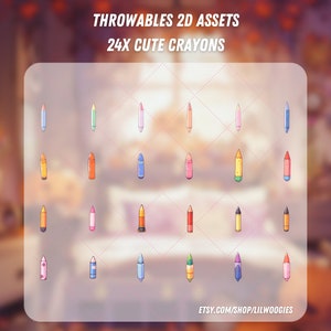 Bundle of Throwable Cute Crayons Assets 24x | Transparent | Kawaii | 2D ...