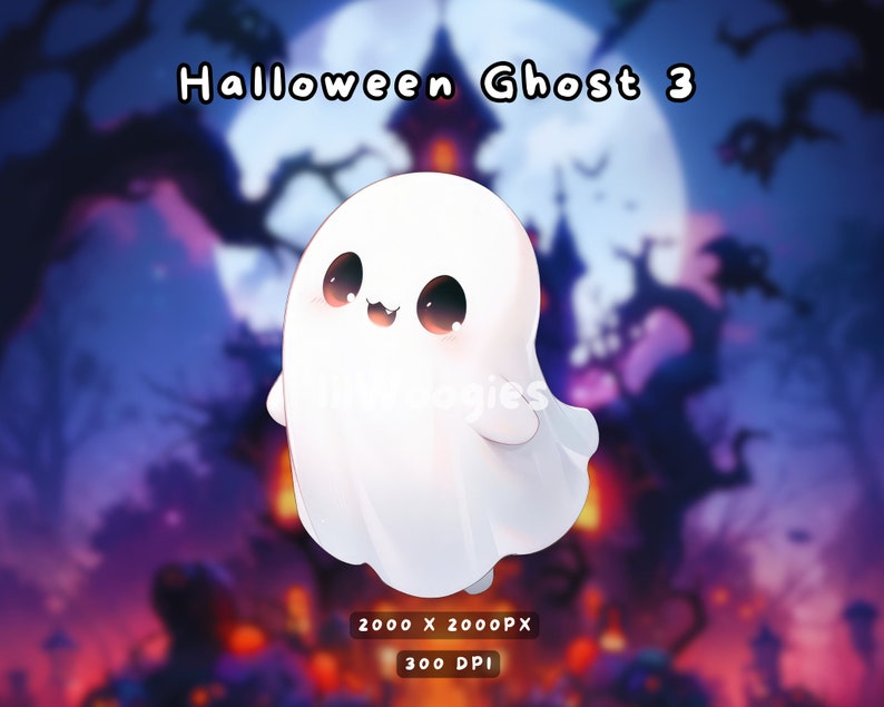5x Vtuber Halloween Ghost Pets Transparent Cute Kawaii Spooky Glossy ...