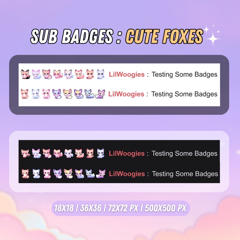 Sub Badges Cute Foxes , Twitch Bit Badges, Sub Badges for Twitch ...