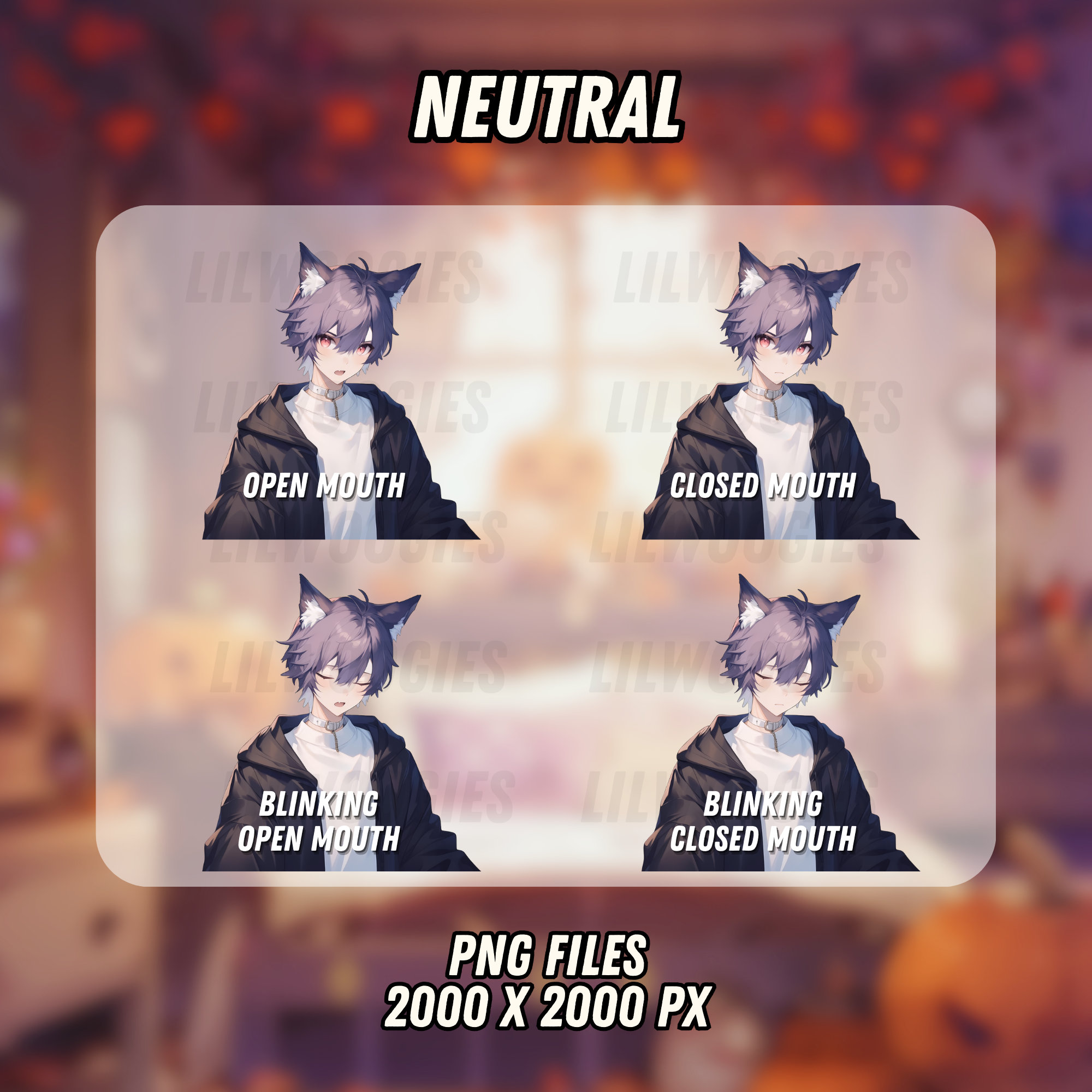 Cute Wolf Boy Pngtuber | Kawaii | Ready for Twitch | Vtuber Avatar ...