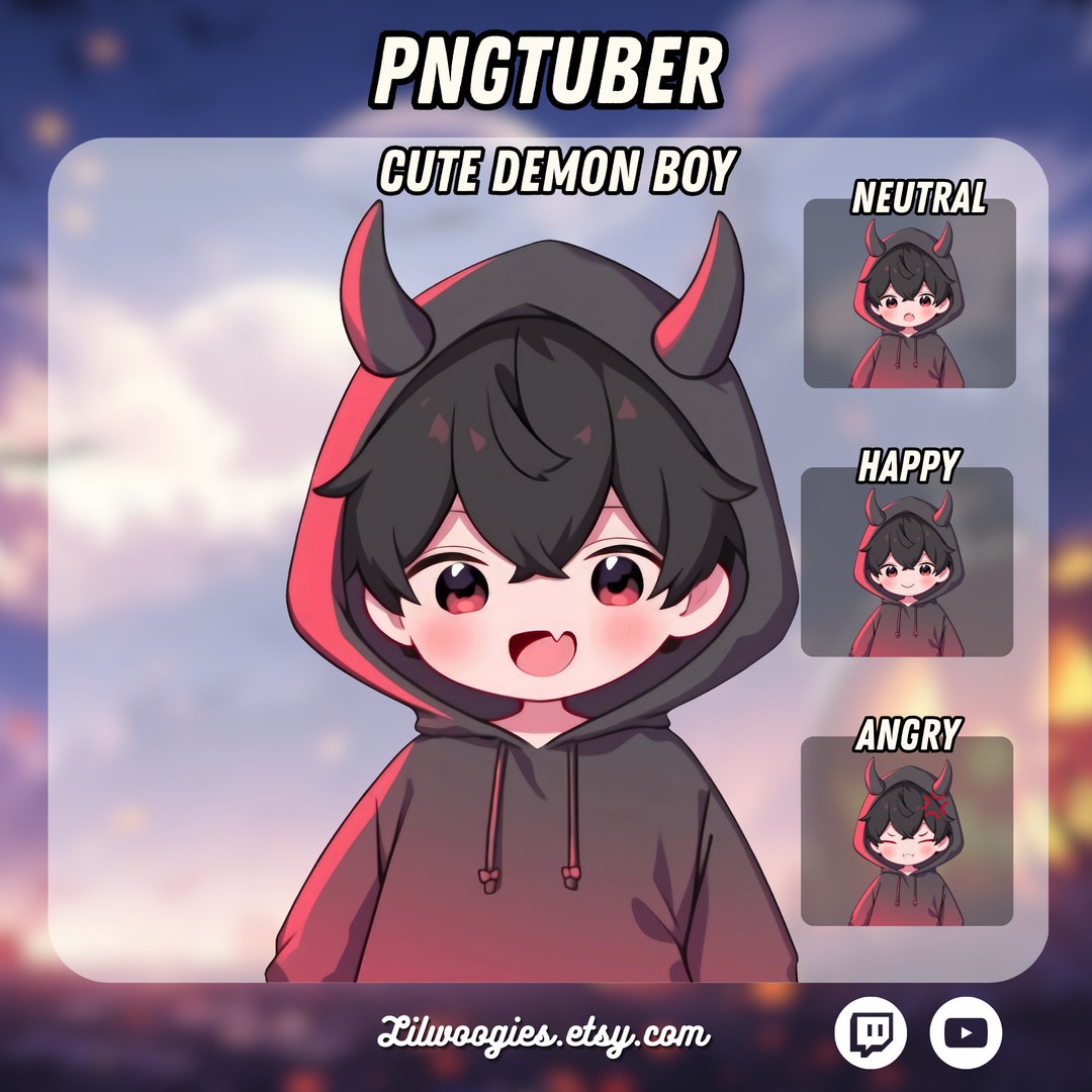 Cute Demon Boy Pngtuber | Kawaii | Ready for Twitch | Vtuber Avatar ...