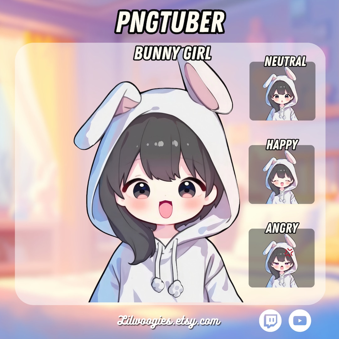 Cute Bunny Girl Pngtuber | Easter Kawaii | Ready for Twitch | Vtuber ...