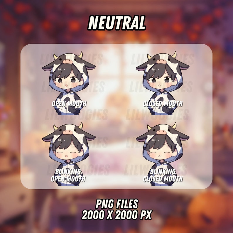 Cute Cow Boy Pngtuber Kawaii Ready for Twitch Vtuber Avatar Streaming ...