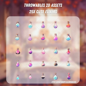 Bundle of Throwable Cute Elixirs Assets 25x | Transparent | Kawaii | 2D ...