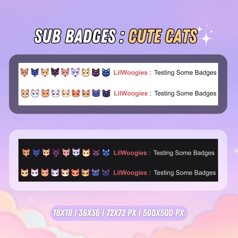 Cute Cat Face Sub Badges, Twitch Bit Badges, Sub Badges for Twitch ...