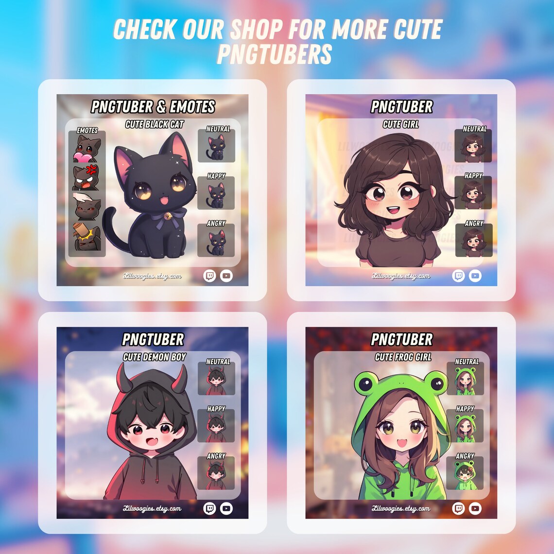 Cute Girl Pngtuber | Black Hair | Kawaii | Ready for Twitch ...