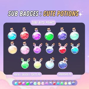 Cute Potion Elixirs Sub Badges, Twitch Bit Badges, Sub Badges for ...