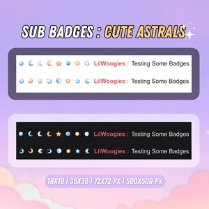 Cute Moon | Sun | Stars Sub Badges, Twitch Bit Badges, Sub Badges for ...