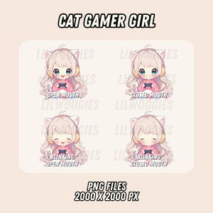 Cute Cat Gamer Girl Pngtuber | Kawaii | Ready for Twitch | Streamlabs ...