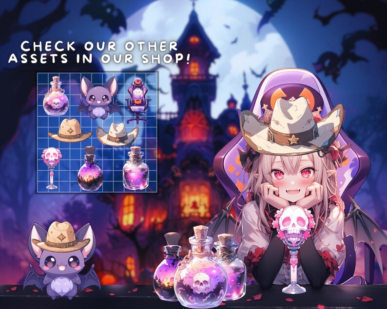 5x Vtuber Halloween Cowboy Girl Hats Cosplay Transparent Cute Kawaii ...