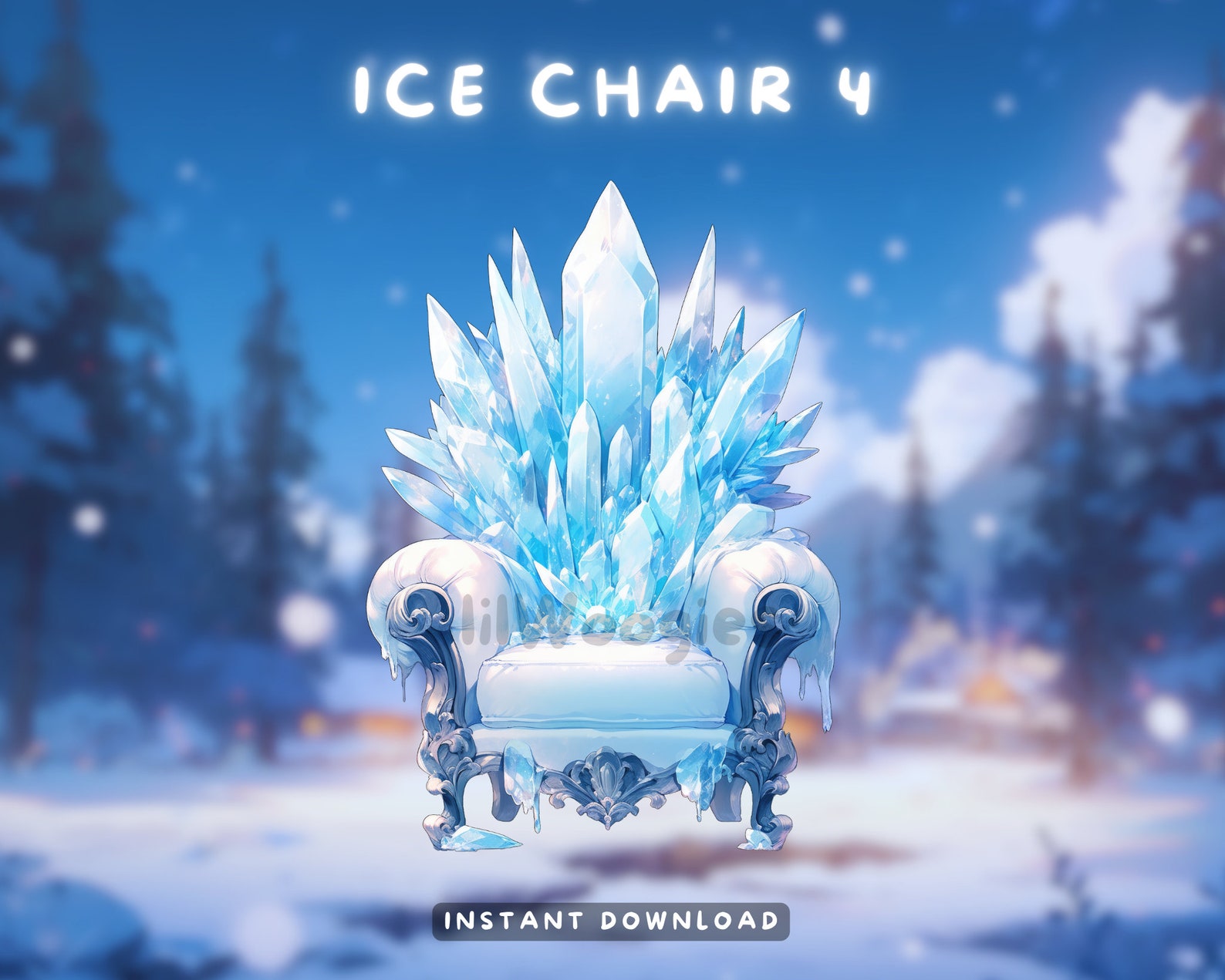 4x Vtuber Ice Throne Chairs | Pngtuber | Transparent | Cute | Assets ...