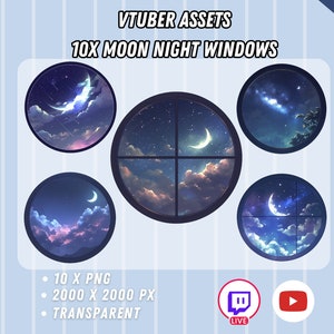 Vtuber Windows Moon Night 10x | Pngtuber | Transparent Props | Cute ...