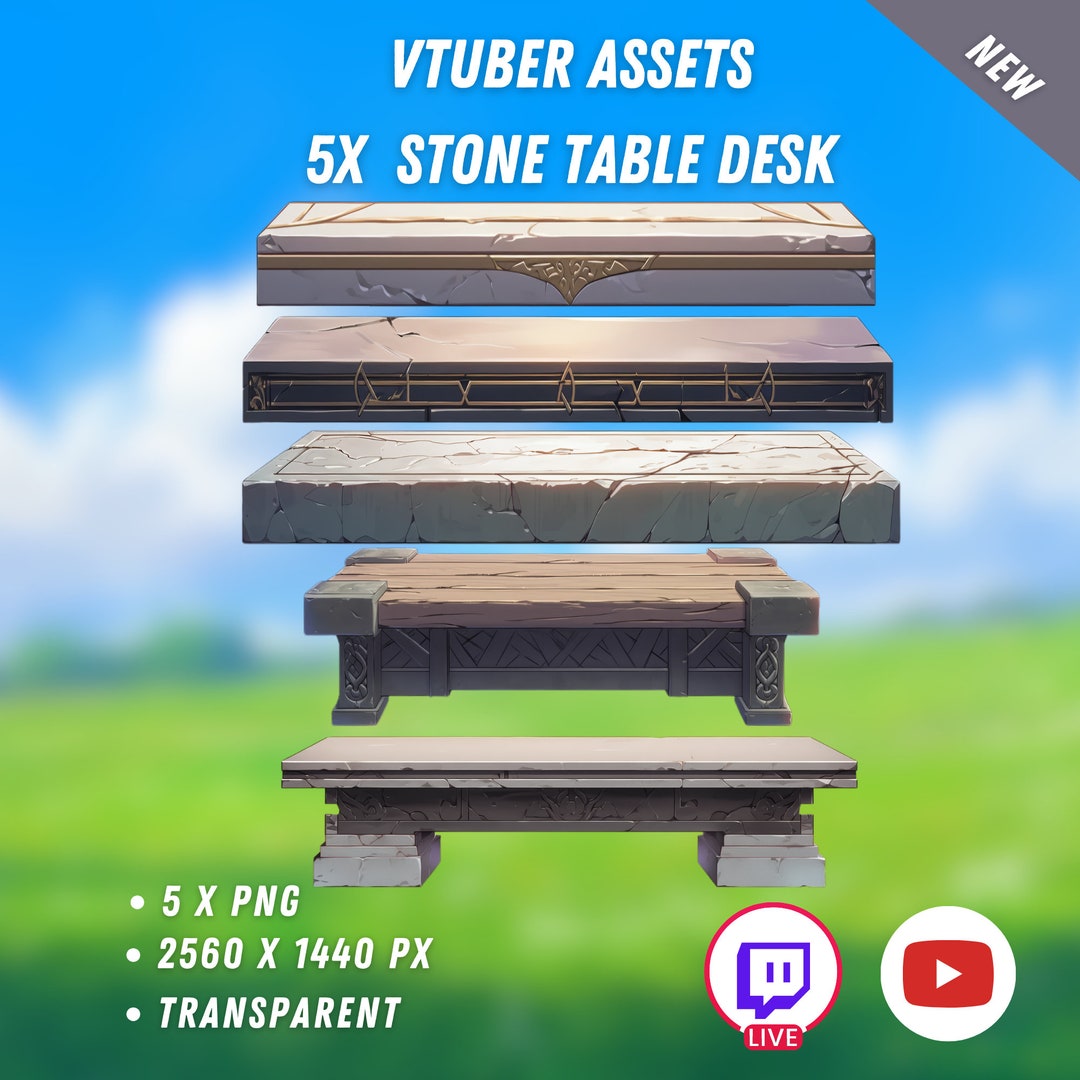 Vtuber Stone Table Desks 5x | Pngtuber | Transparent Props | Cute ...