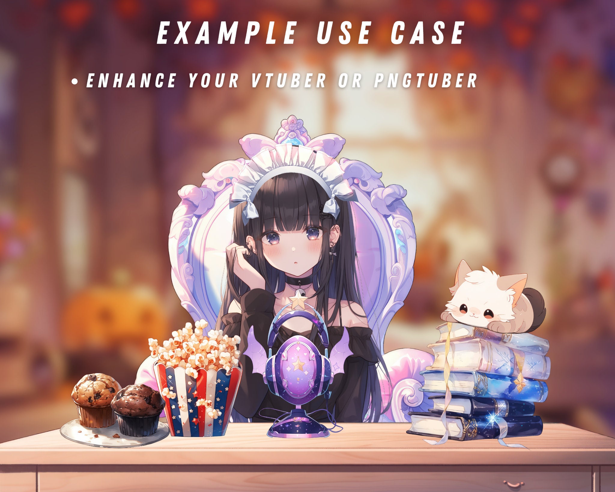 5x Vtuber Maid Hat Assets Mobcap Cute Bonnet Transparent Overlay ...