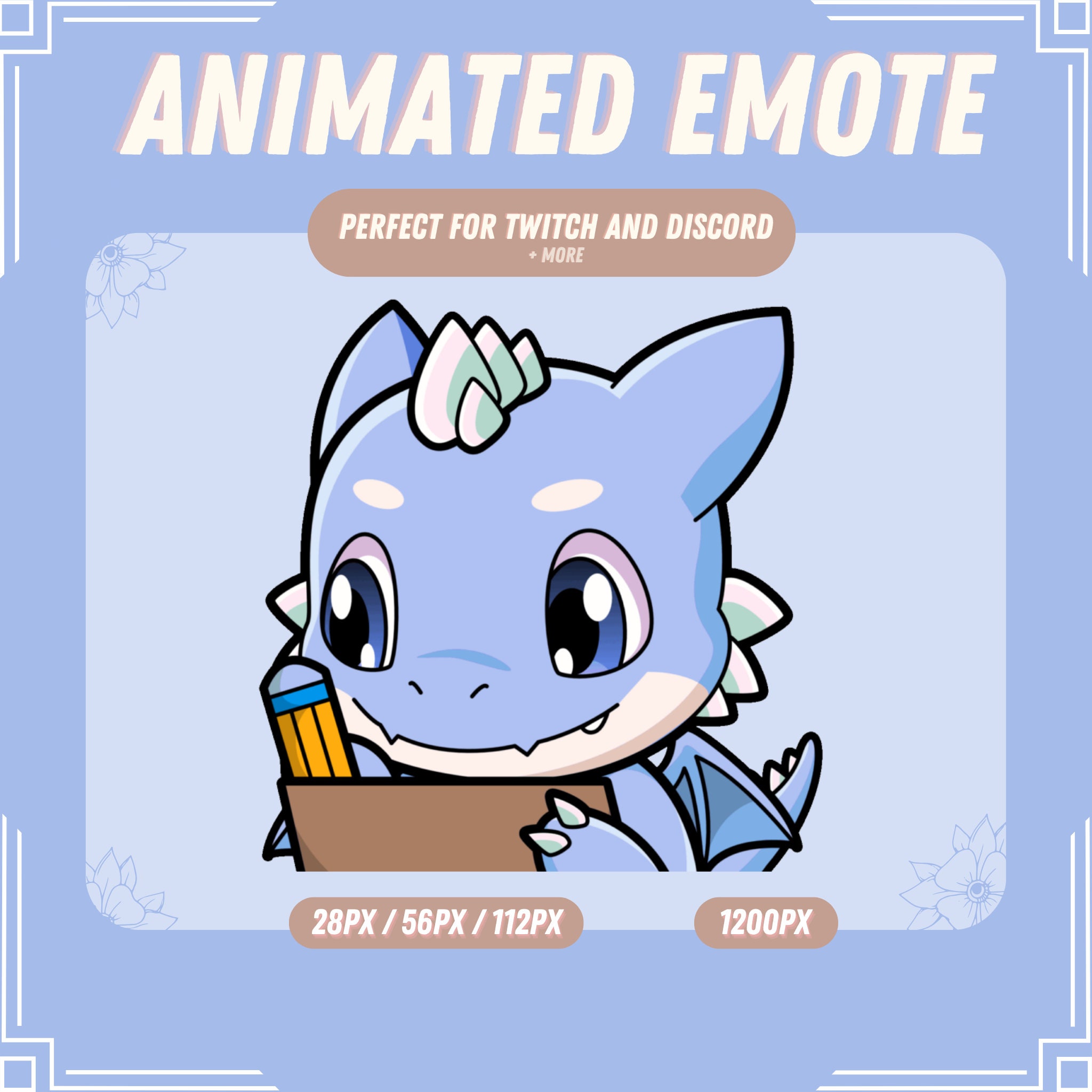 Animated Twitch Emote, Blue Baby Dragon Emote, Cute Dragon Emote, Funny ...