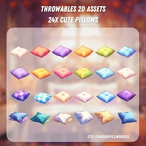 Bundle of Throwable Cute Pillow Assets 24x | Transparent | Kawaii | 2D ...