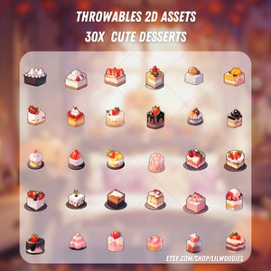 Bundle of Throwable Cute Desserts Assets 30x | Transparent | Kawaii | 2D Digital Assets ...