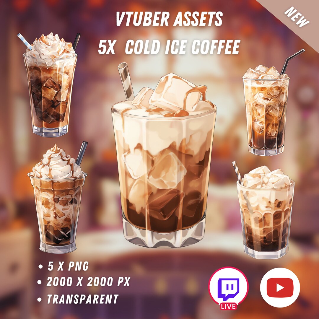5x Ice Coffee Drink | Vtuber Assets | Transparent | Cute Late ...