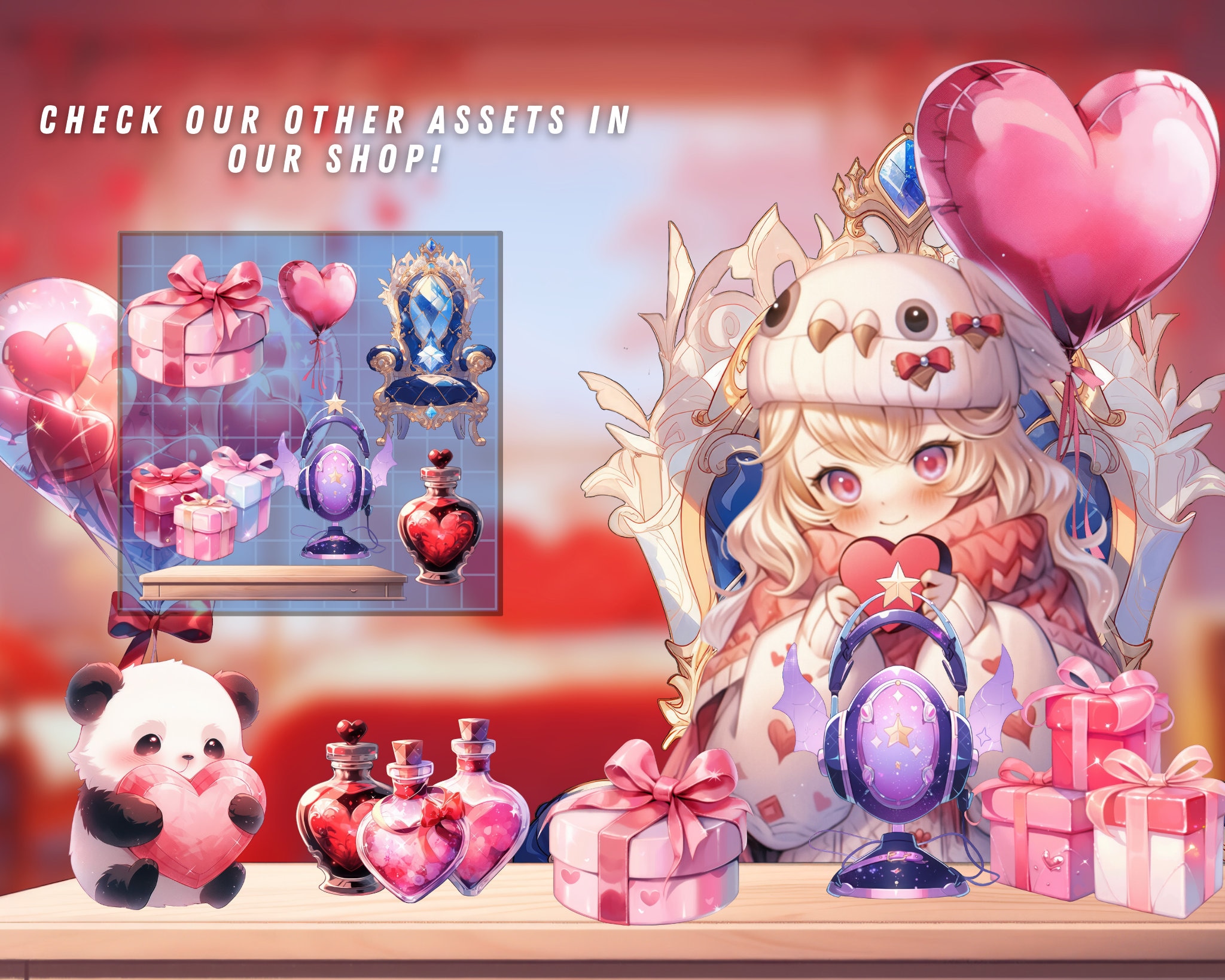 5x Valentine Presents Love-themed Gifts Vtuber Assets Anime Pngtuber ...
