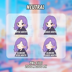 Cute Purple Hair Girl Pngtuber | Kawaii | Ready for Twitch | Streamlabs ...