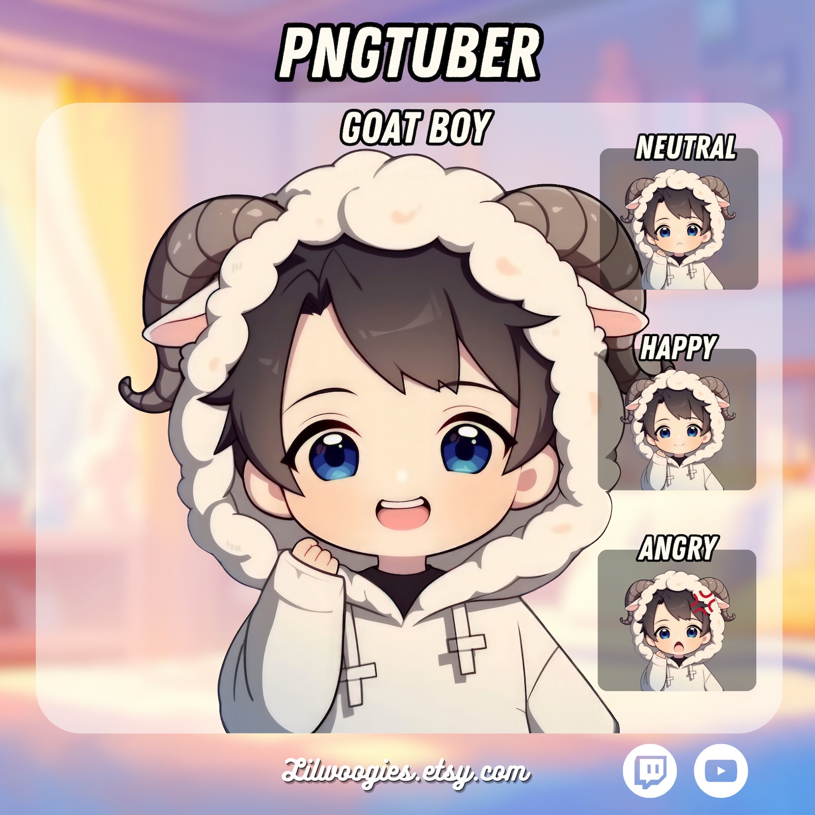 Cute Sheep Boy Pngtuber | Kawaii | Ready for Twitch | Vtuber Avatar ...