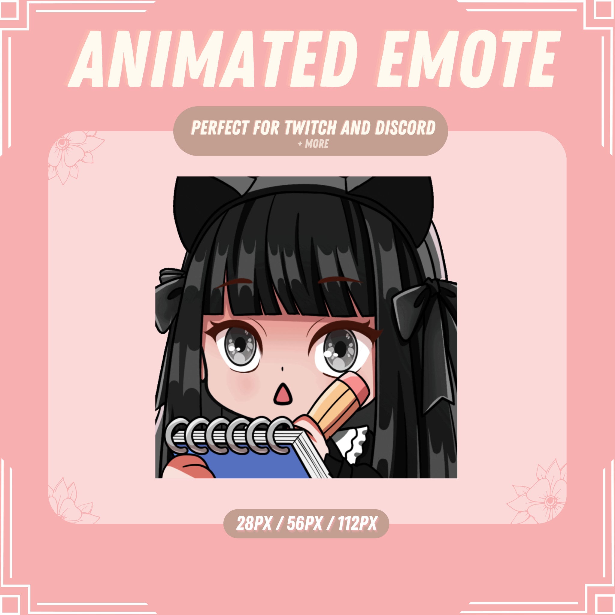 Animated Twitch Emote, Gothic Maid Emote, Cute Anime Girl Emote, Funny ...