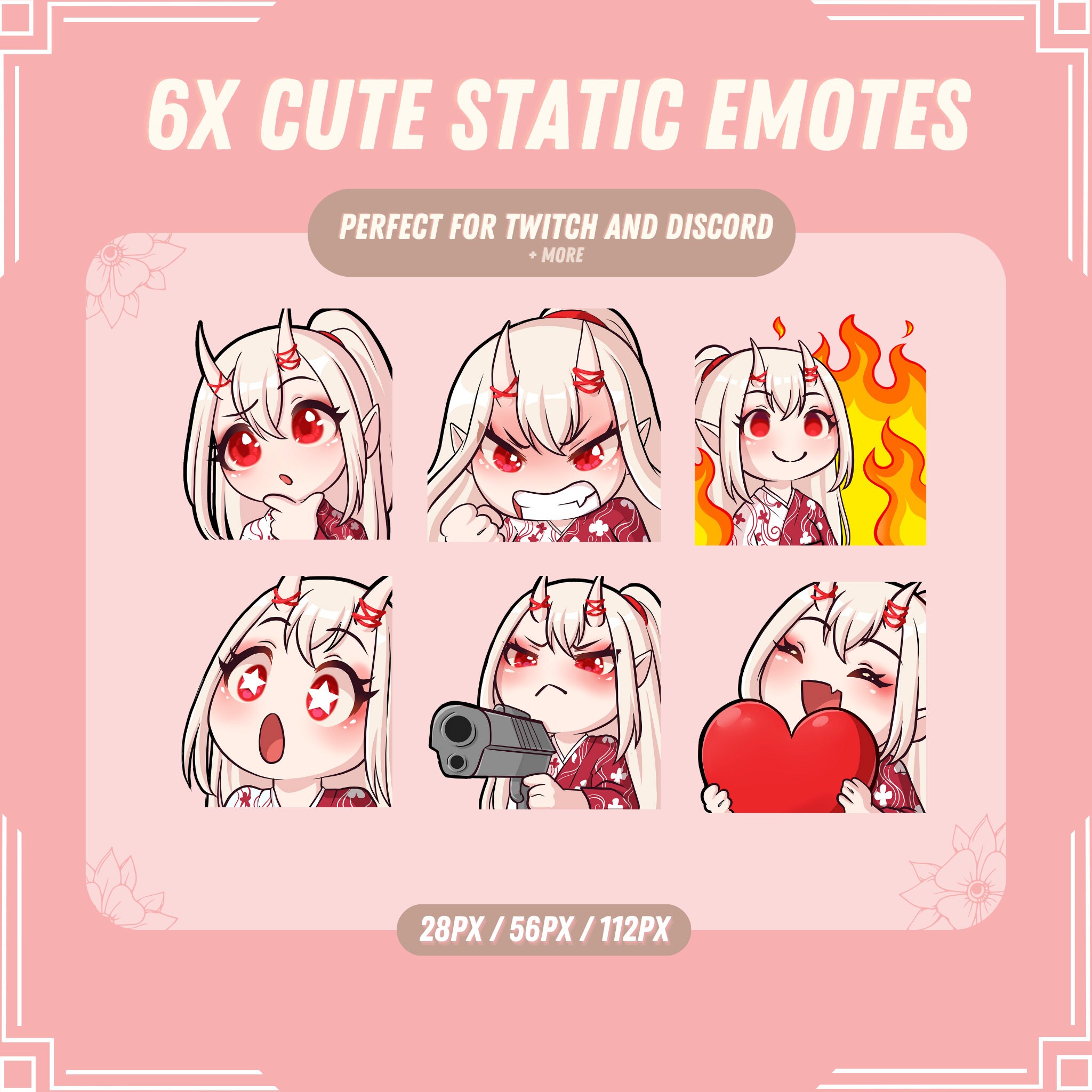 Oni Girl Twitch Emotes, Twitch Sub Emotes, Anime Girl Emotes, Cute ...