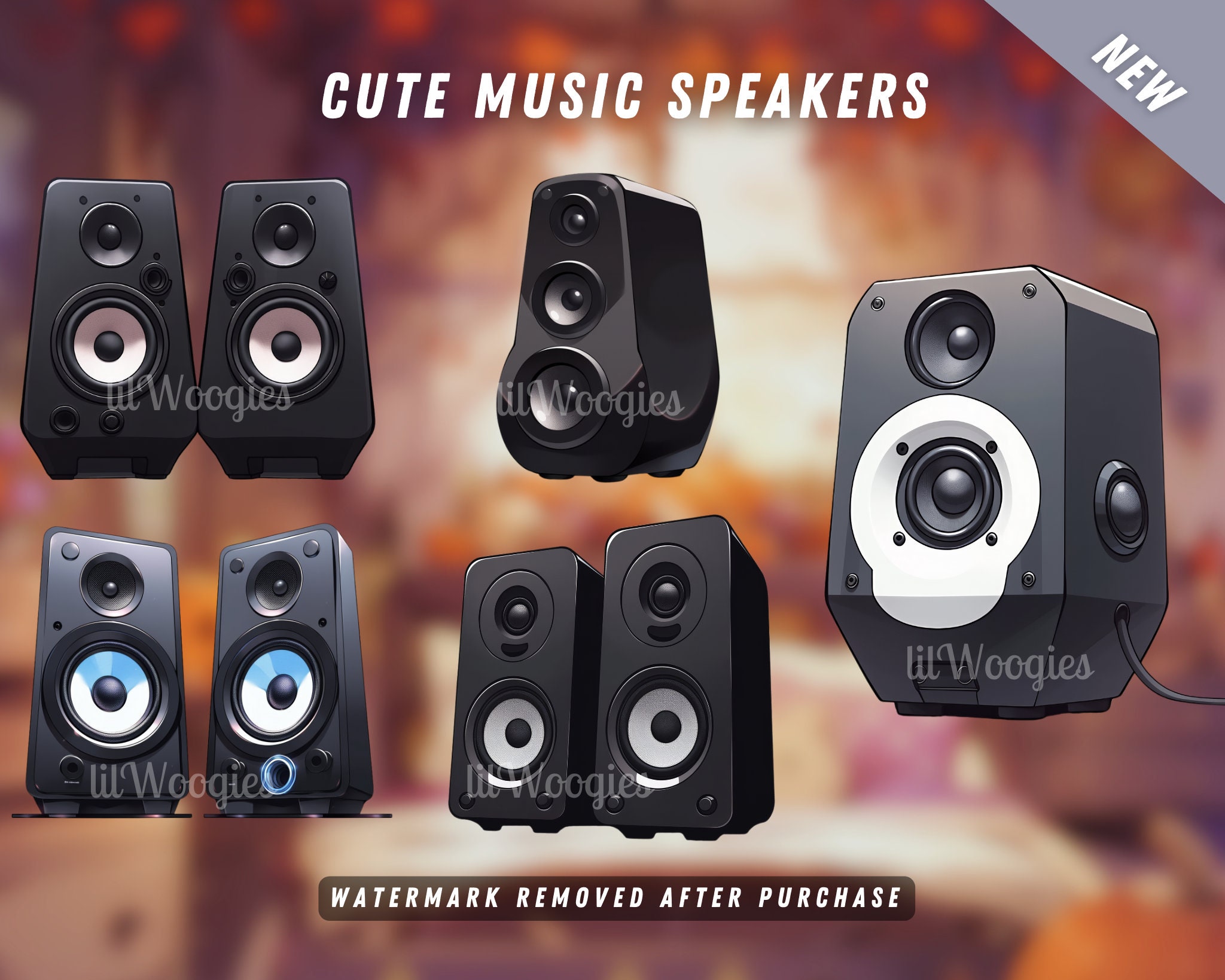 5x Vtuber Musical Speaker Assets | Music Speaker Set | Cute Props ...