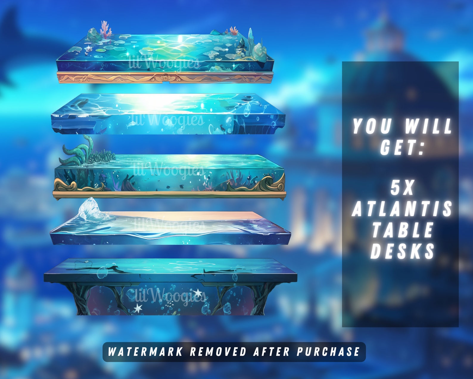 Vtuber Atlantis Table Desks 5x | Pngtuber | Transparent Props | Cute ...