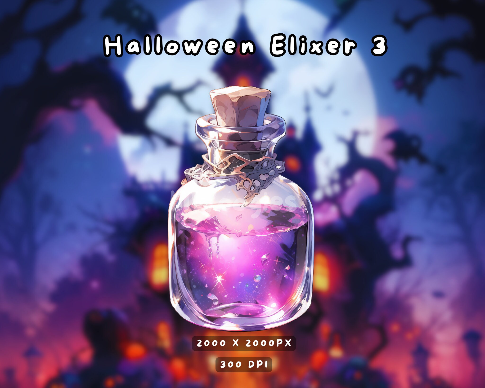 5x Vtuber Halloween Witch Elixirs Potions Transparent Cute Kawaii ...
