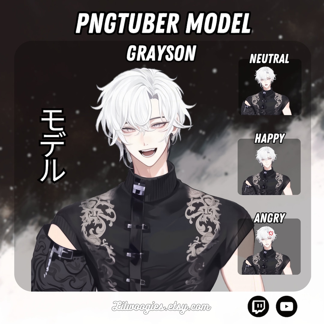 Cool Guy Grayson Pngtuber | Kawaii | Ready for Twitch | Vtuber Avatar ...