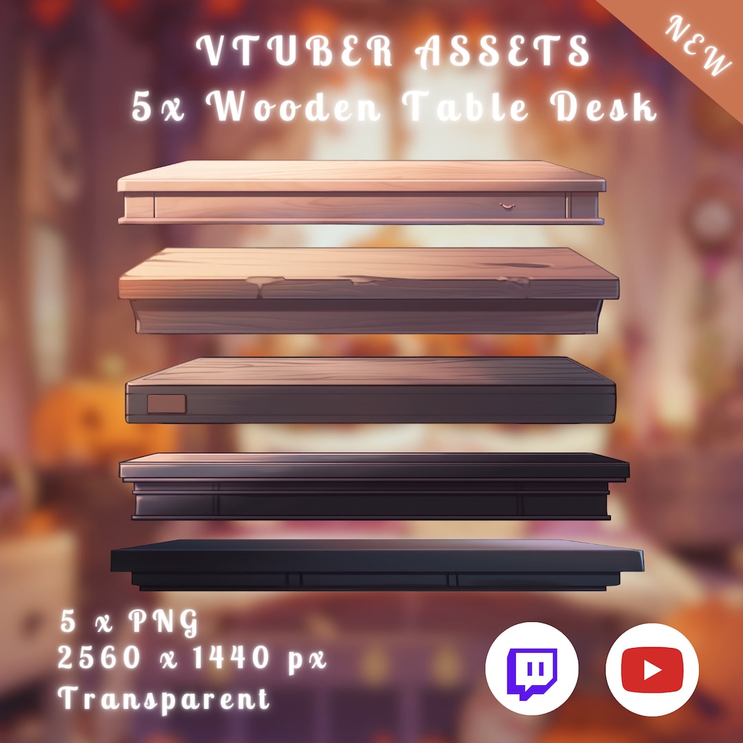 Vtuber Wooden Table Desks 5x | Pngtuber | Transparent Props | Cute ...