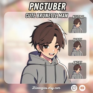 Cute Brown Hair Boy Pngtuber | Kawaii | Ready for Twitch | Vtuber ...