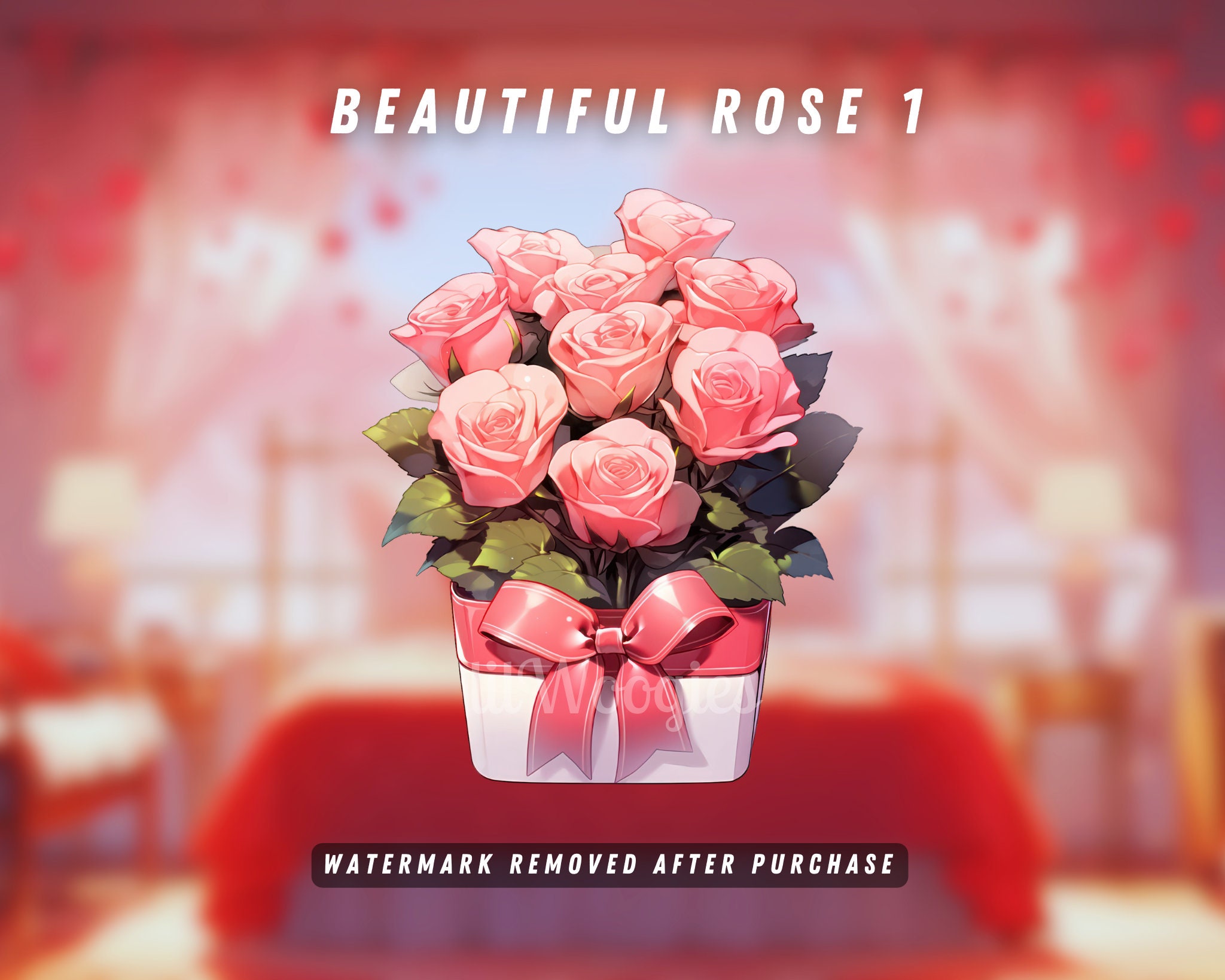 5x Valentine Roses Love-themed Roses Vtuber Assets Anime Pngtuber ...