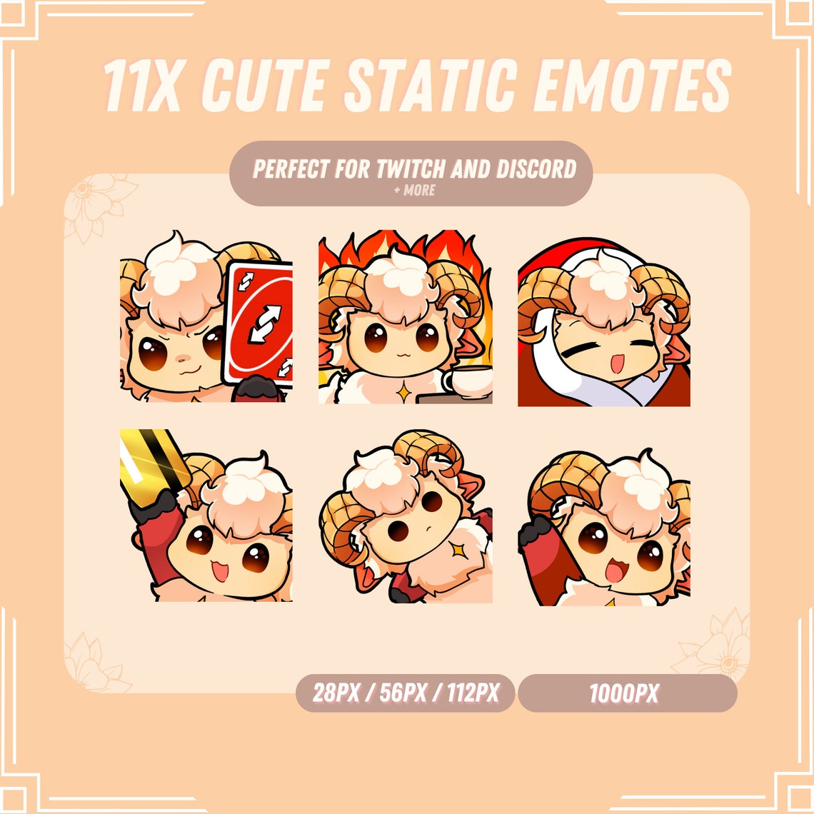 Astrology Aries Twitch Emotes, Twitch Sub Emotes, Chibi Zodiac Emotes ...