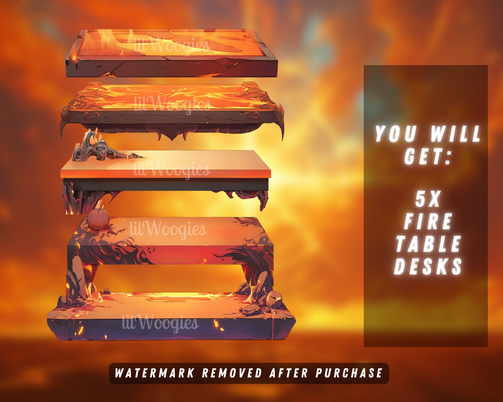 Vtuber Fire Table Desks 5x Pngtuber Transparent Props Cute Assets Stand ...