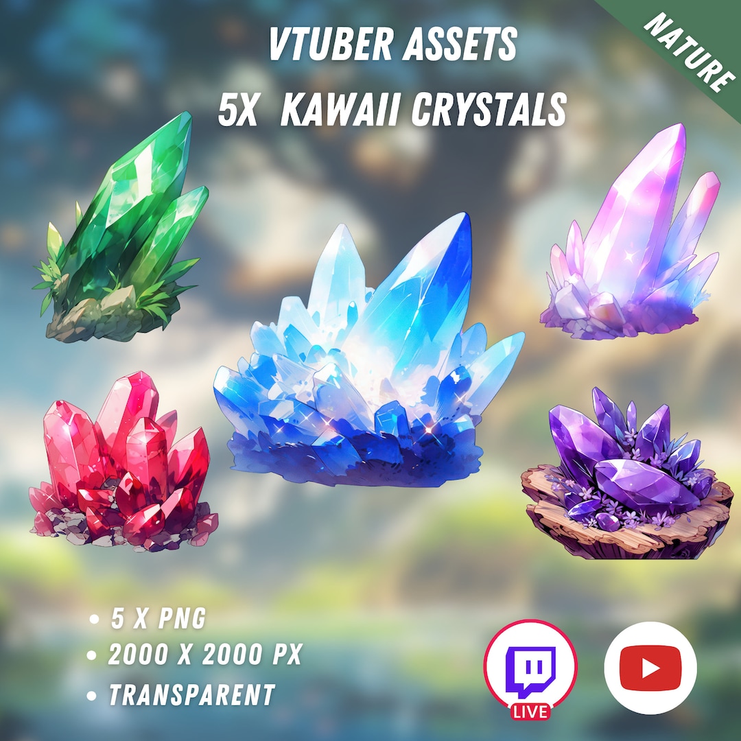 5x Mystical Crystals | Vtuber Assets | Transparent | Cute Crystals ...
