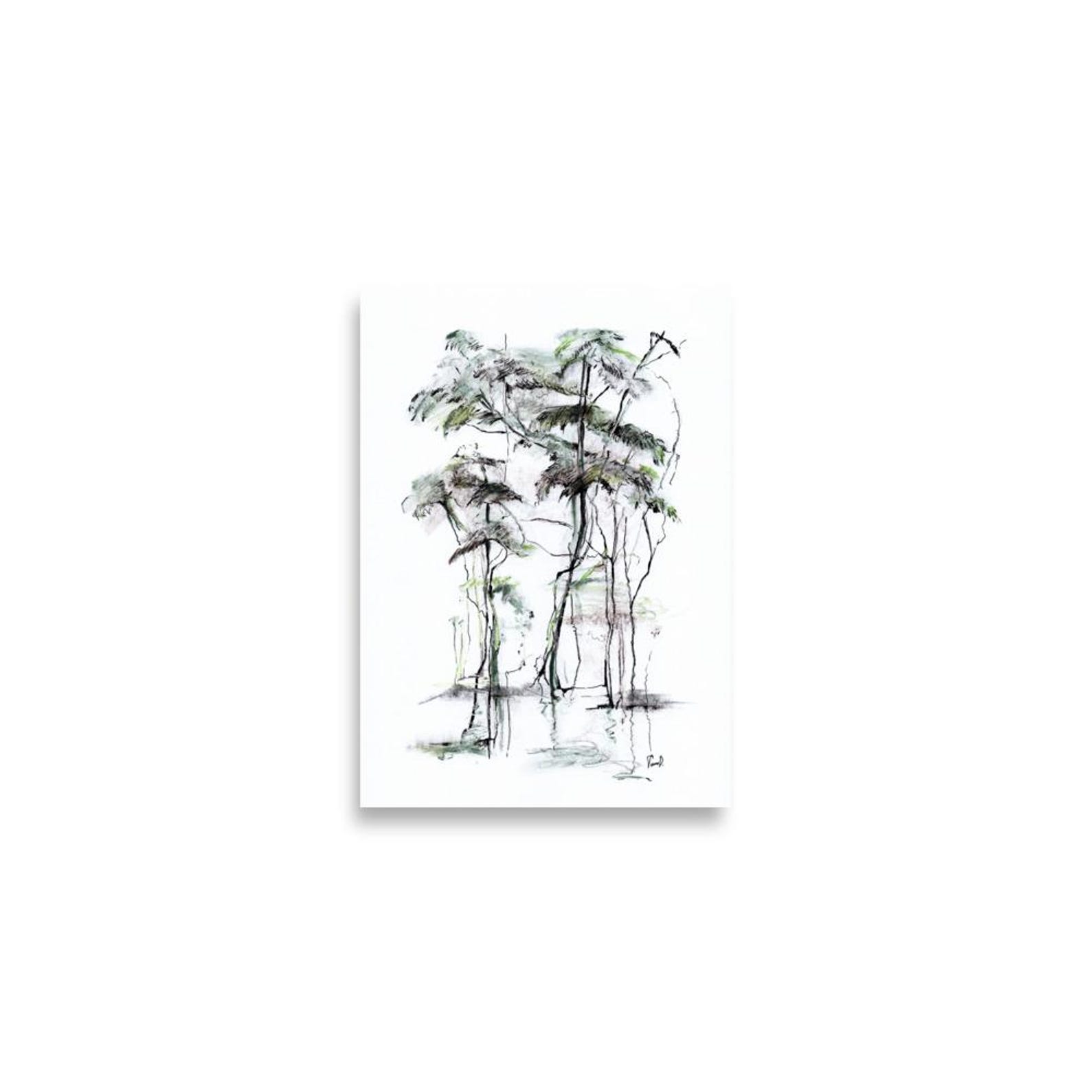 Art Prints, Room Decor Aesthetic, Tree Pencil Drawing. Poster, One Line ...