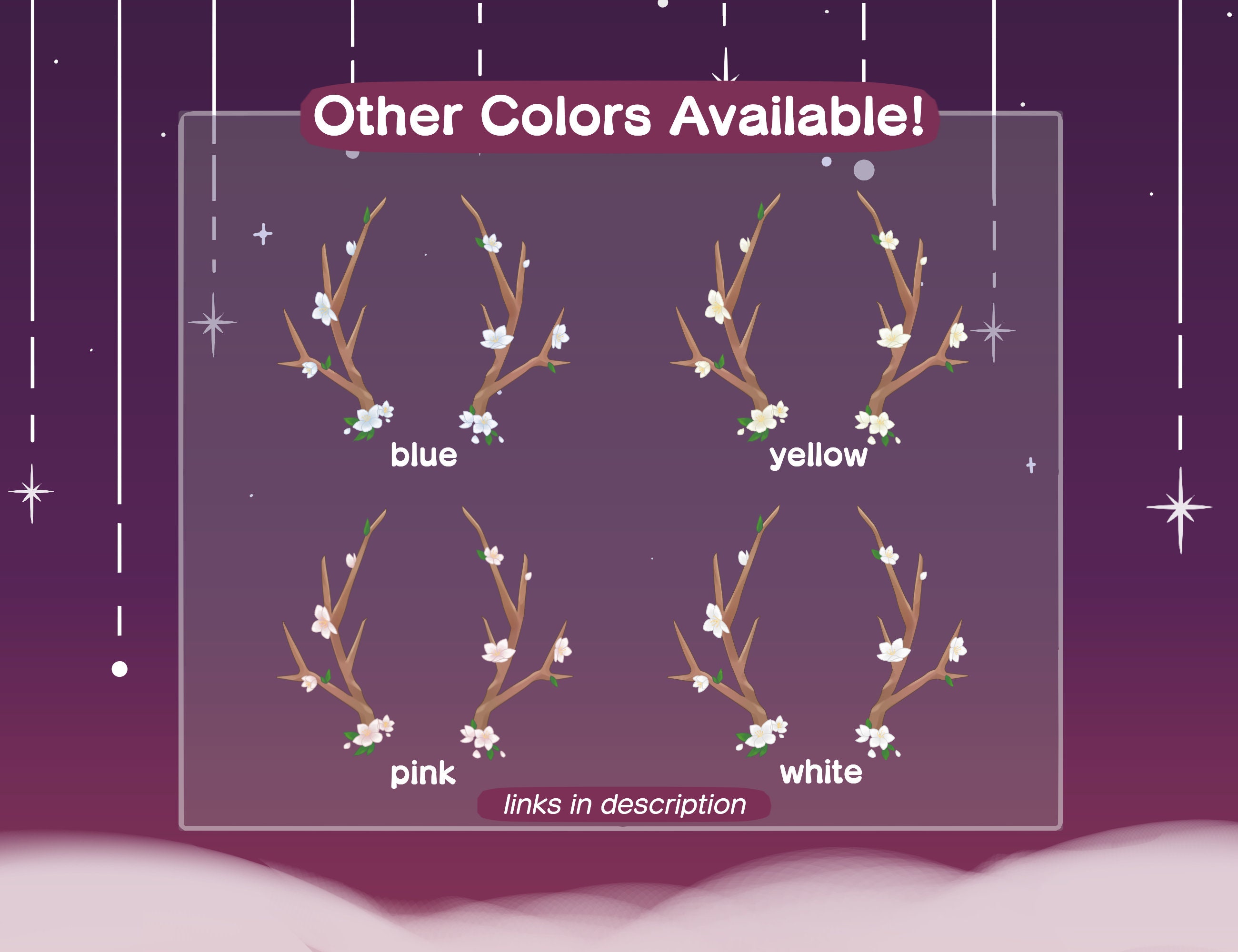 Vtuber Purple Flower Antlers and Ears Assets Cherry Blossom Antlers ...