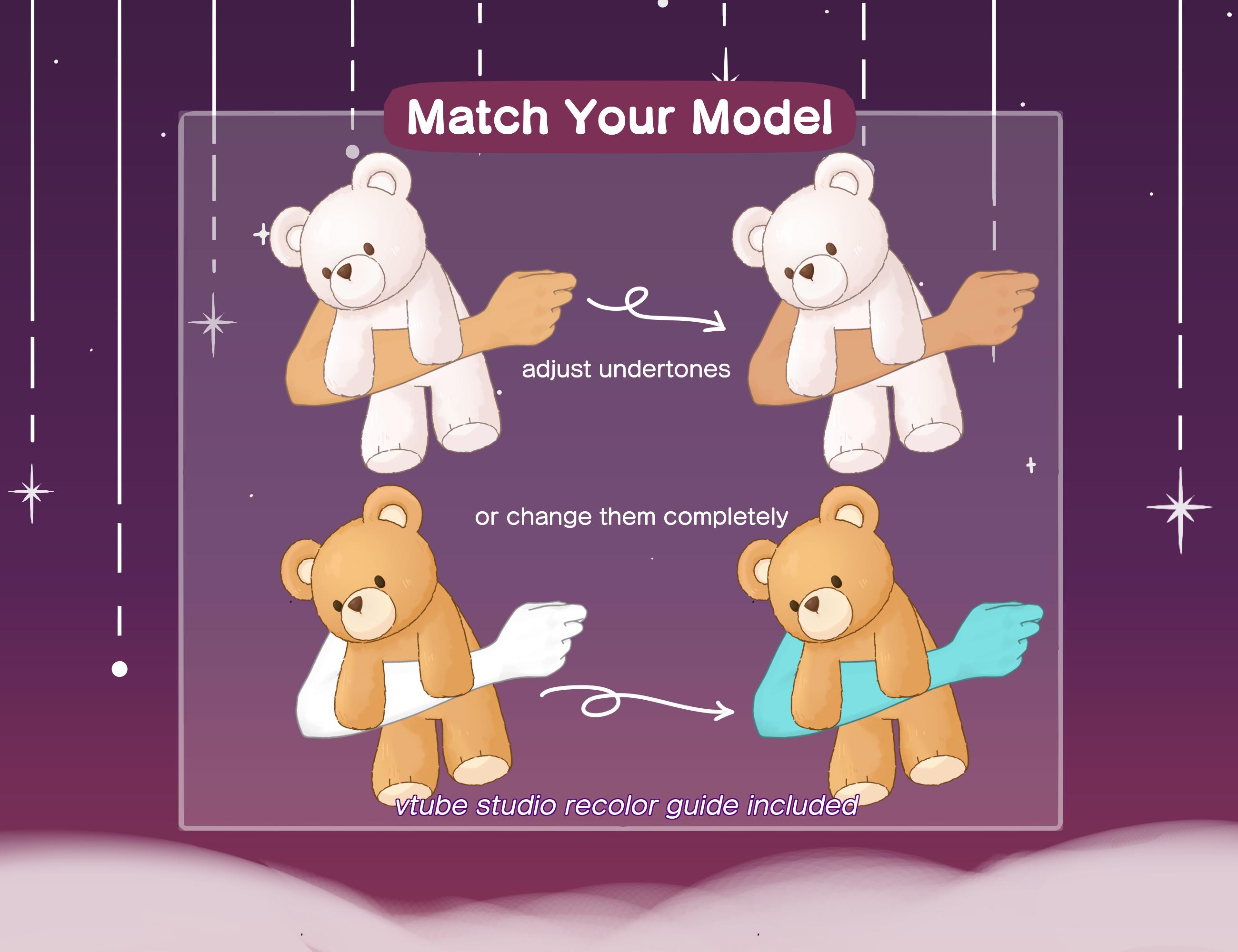 Vtuber Bear Plush Asset | Vtuber Teddy Bear | Brown White Bear Plushie ...