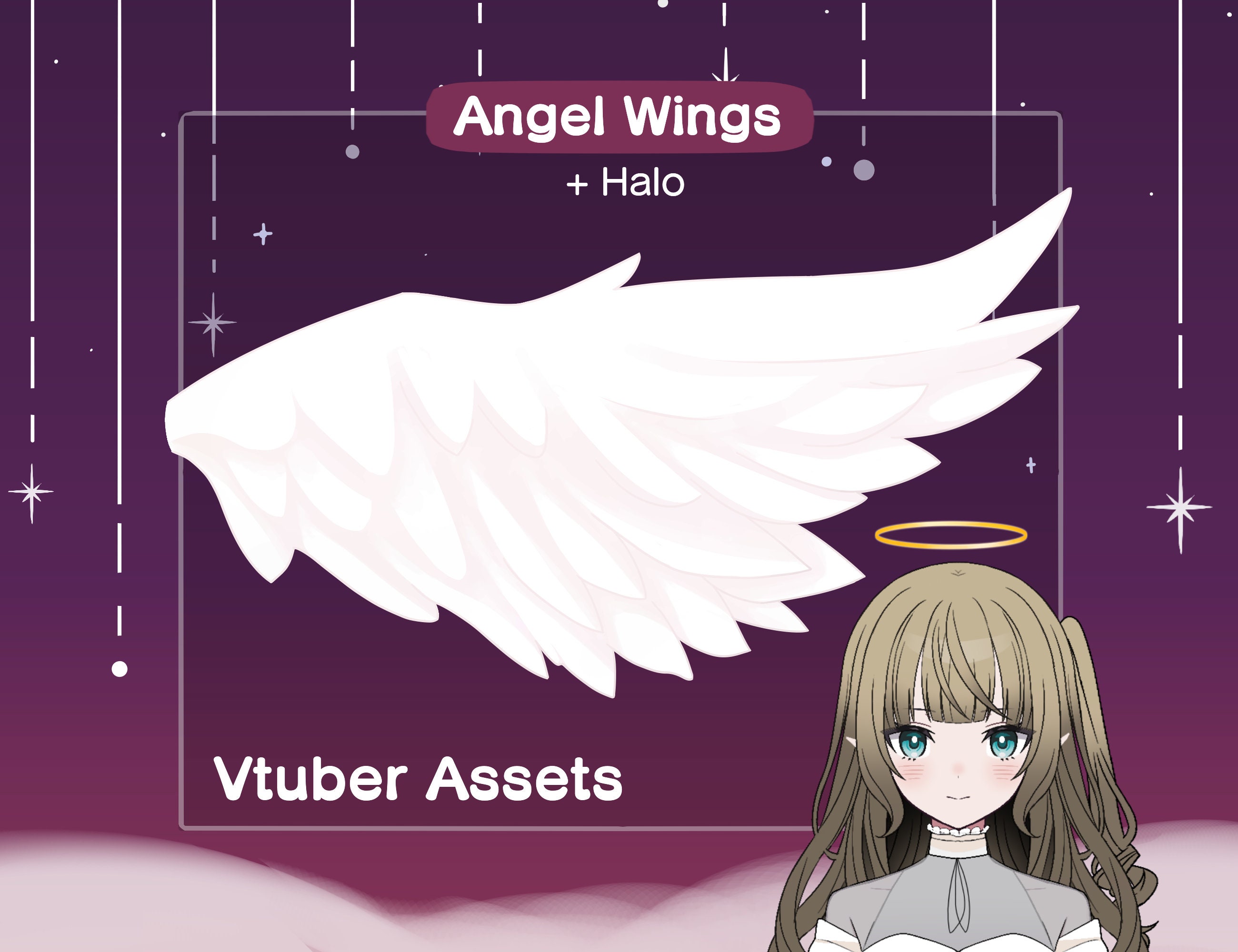 Vtuber Angel Wings Asset | White Wings Asset | Angel Halo White Wings ...