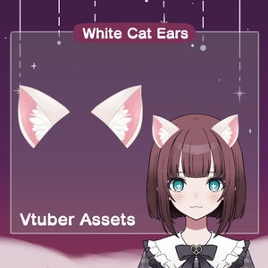 Vtuber White Cat Ears Assets Animal Ears - Etsy
