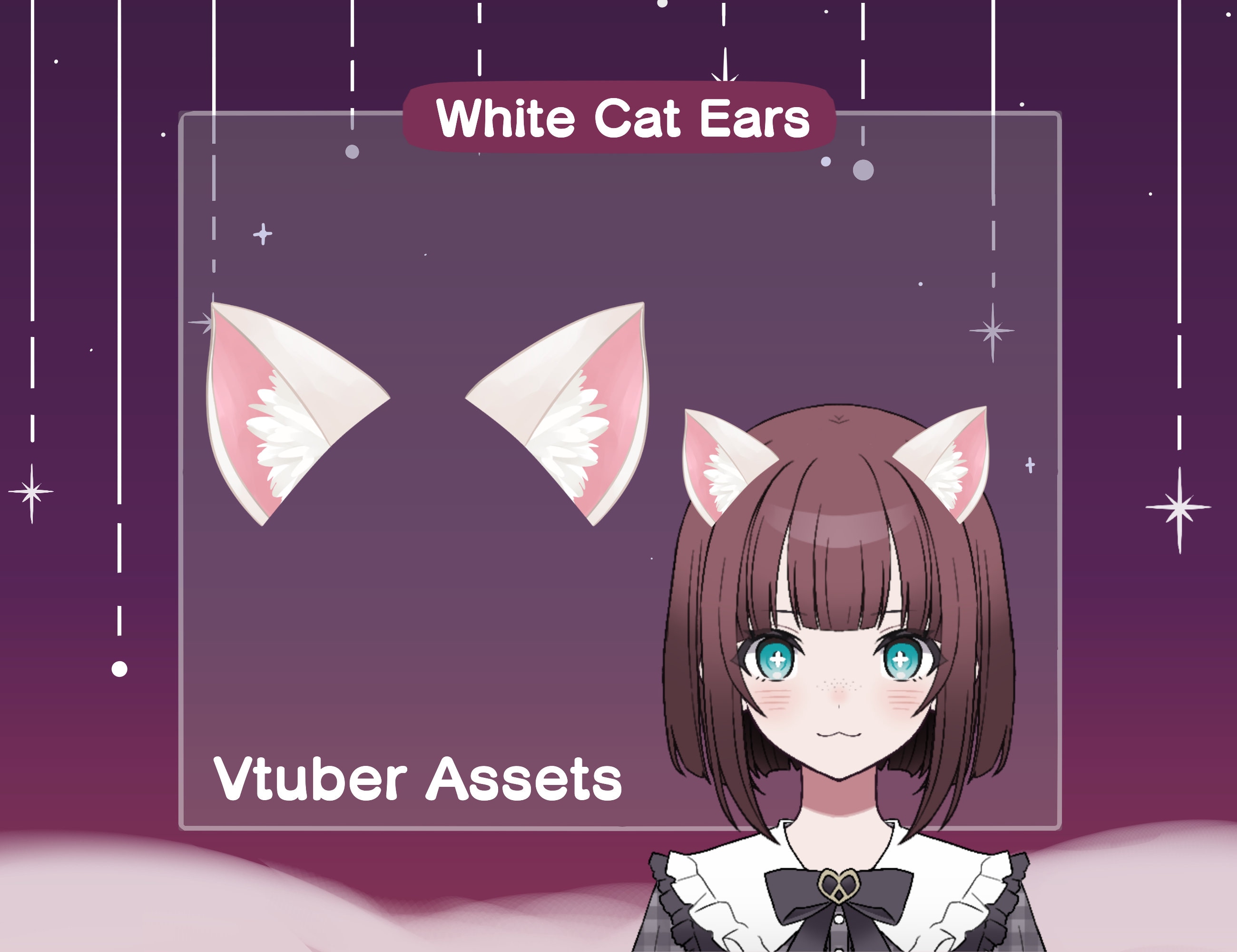Vtuber White Cat Ears Assets Animal Ears - Etsy