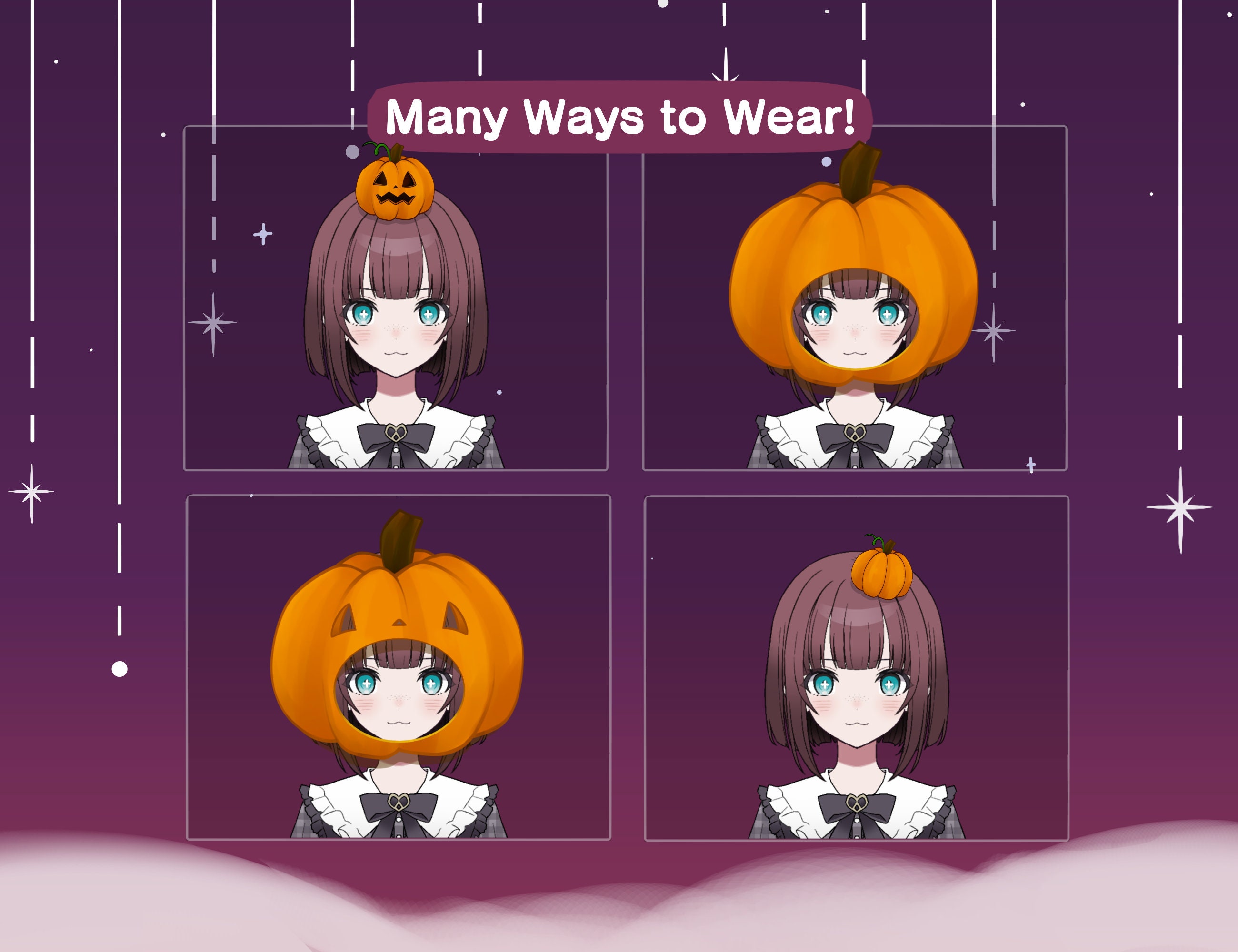 Vtuber Halloween Jack O Lantern Pumpkin Hat Asset Halloween - Etsy
