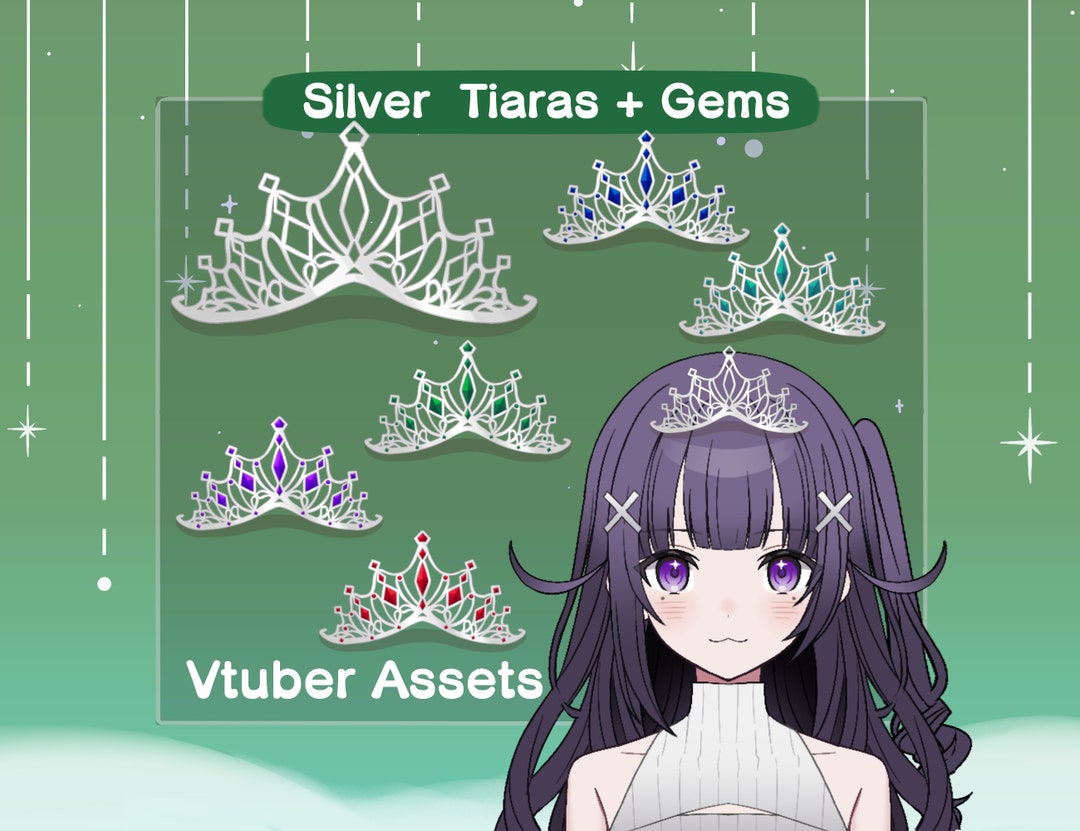 Vtuber Crown Tiara Asset | Silver Crown | Purple Blue Red Green Gems ...