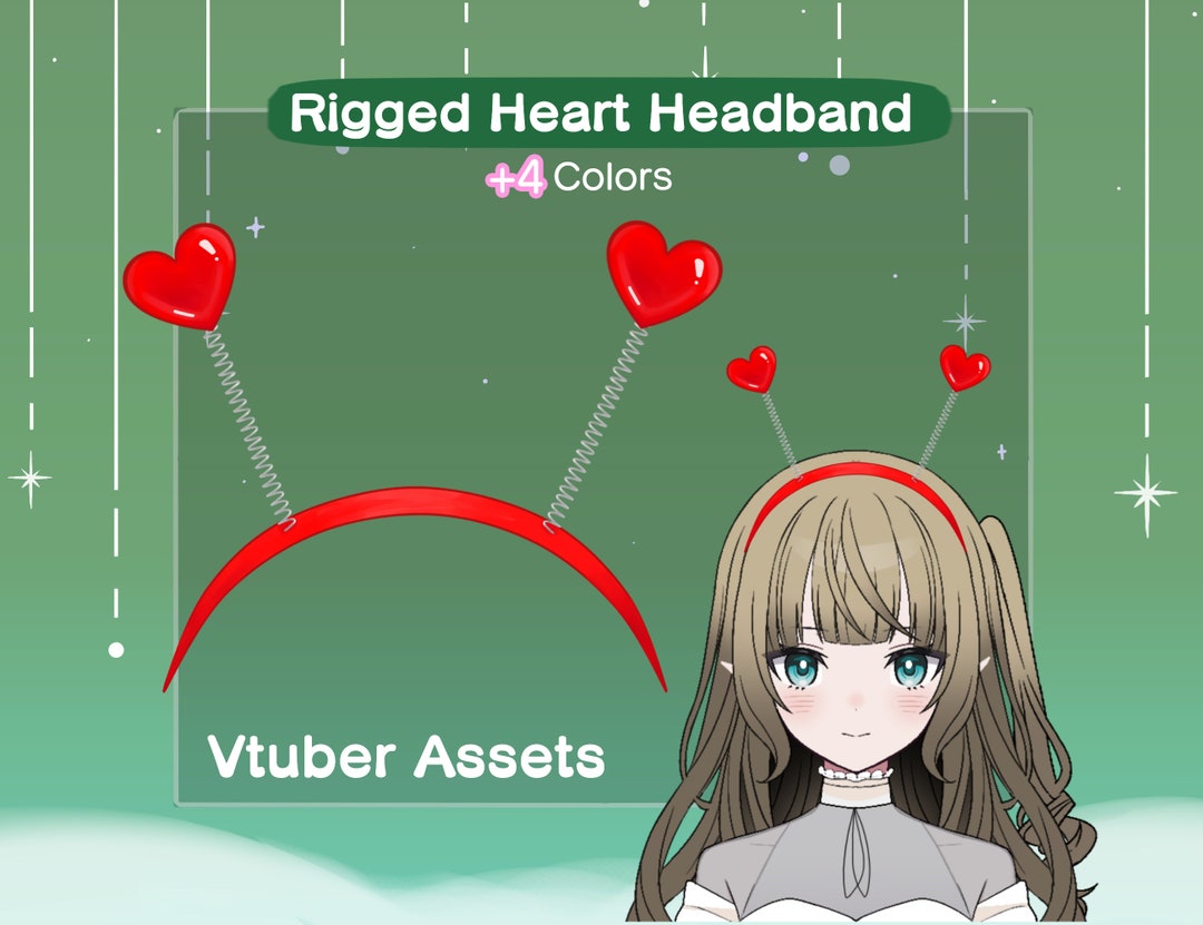 Vtuber Heart Headband Asset | Rigged Valentines Day Hair Band ...